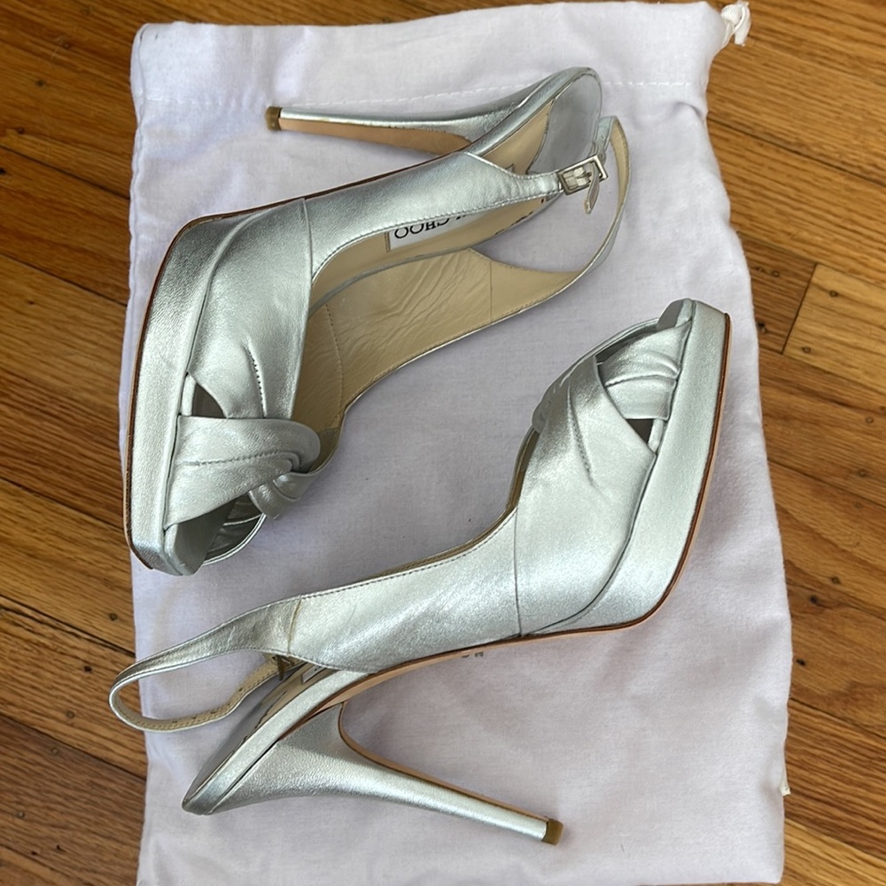 Jimmy Choo Silver Metallic Heels - Gem